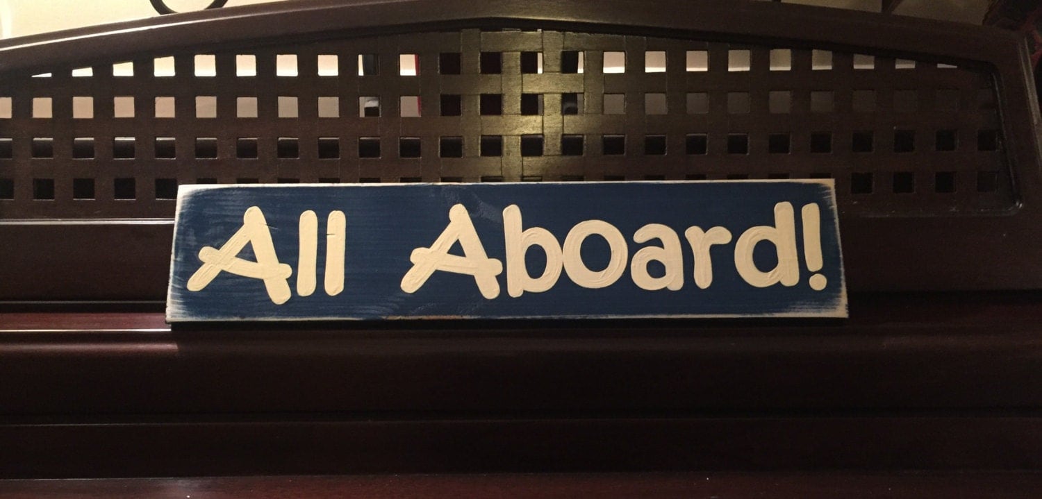 All Aboard Sign Plaque Train Railroad Little by shabbysignshoppe
