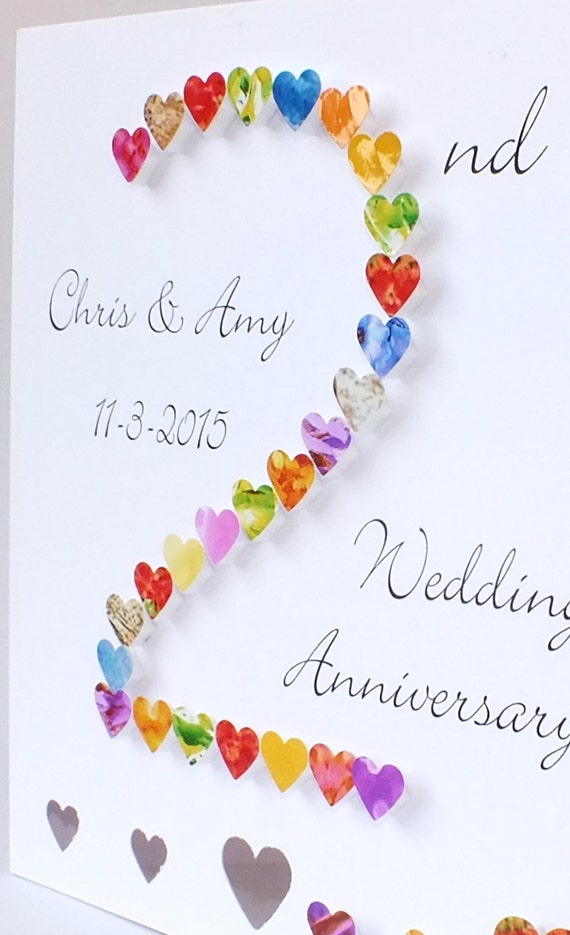 2nd Wedding Anniversary Card Handmade Personalised Second