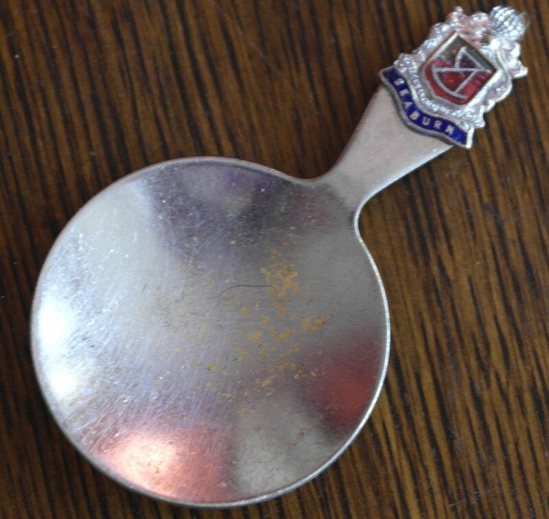vintage chrome plate tea caddy spoon enamel top from seaburn – Haute Juice