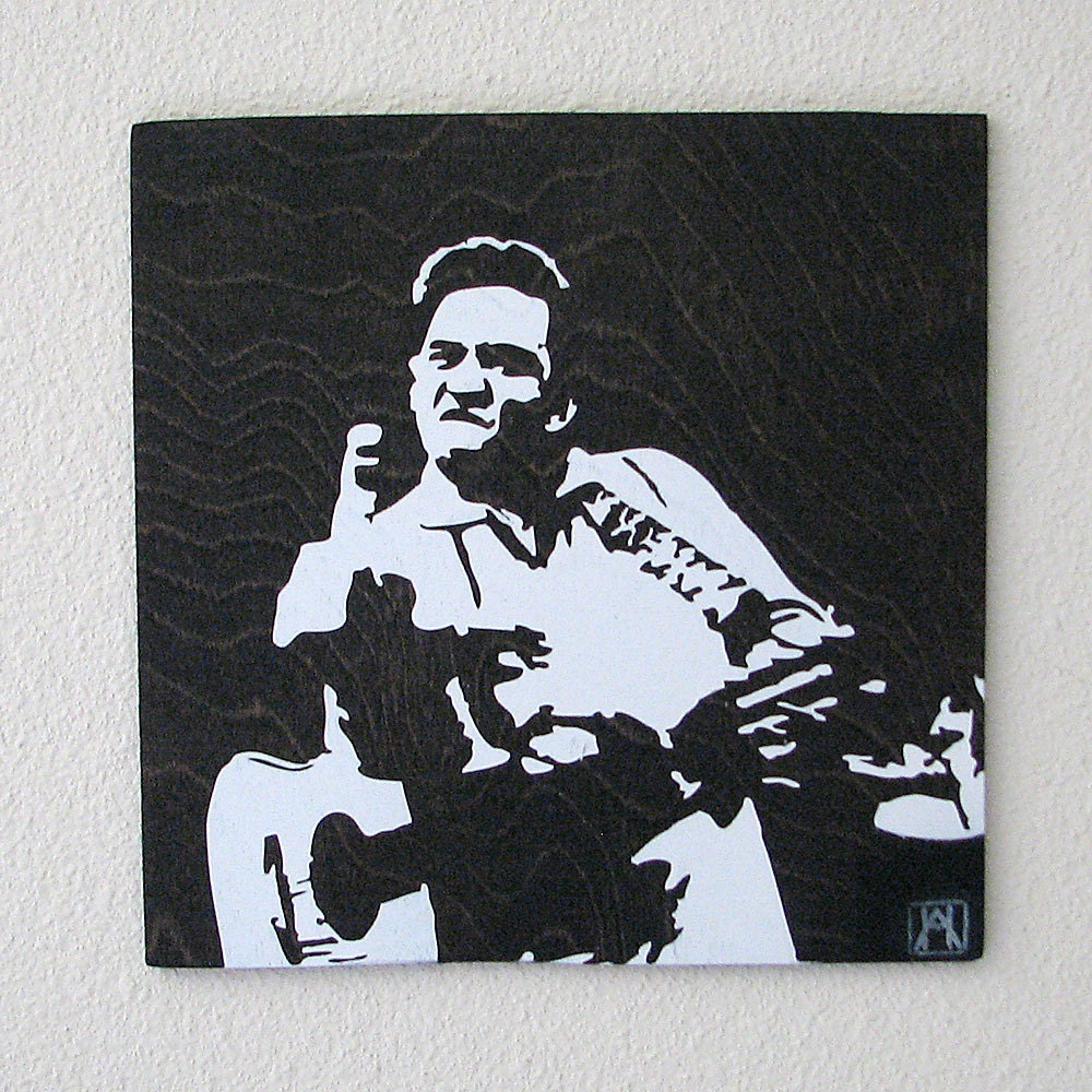 Johnny Cash Single Layer Graffiti Stencil Art by AddictedToAerosol