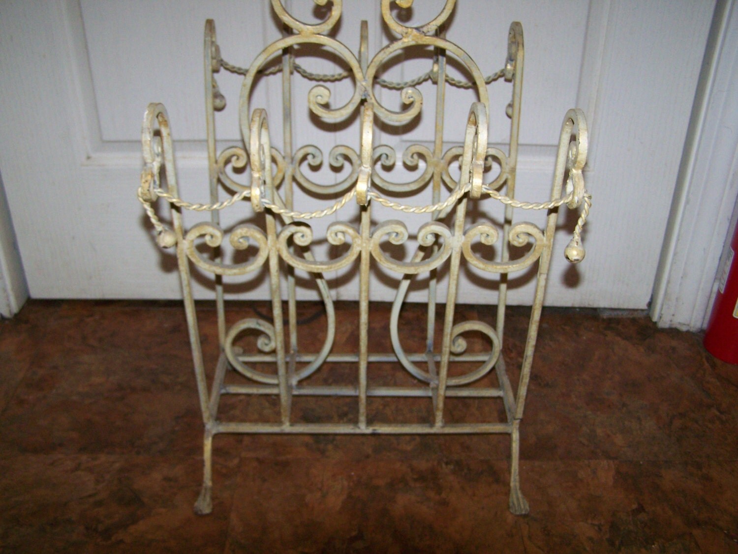 french wrought iron magazine rack, circa1940’s,shabby chic magazine ...