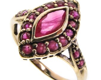Gold Ruby Ring 9ct 9k Vintage Ruby Pearl Ring by GTJewellers