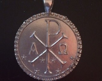 Chi Rho Necklace Christogram Monogram of Christ and Crest