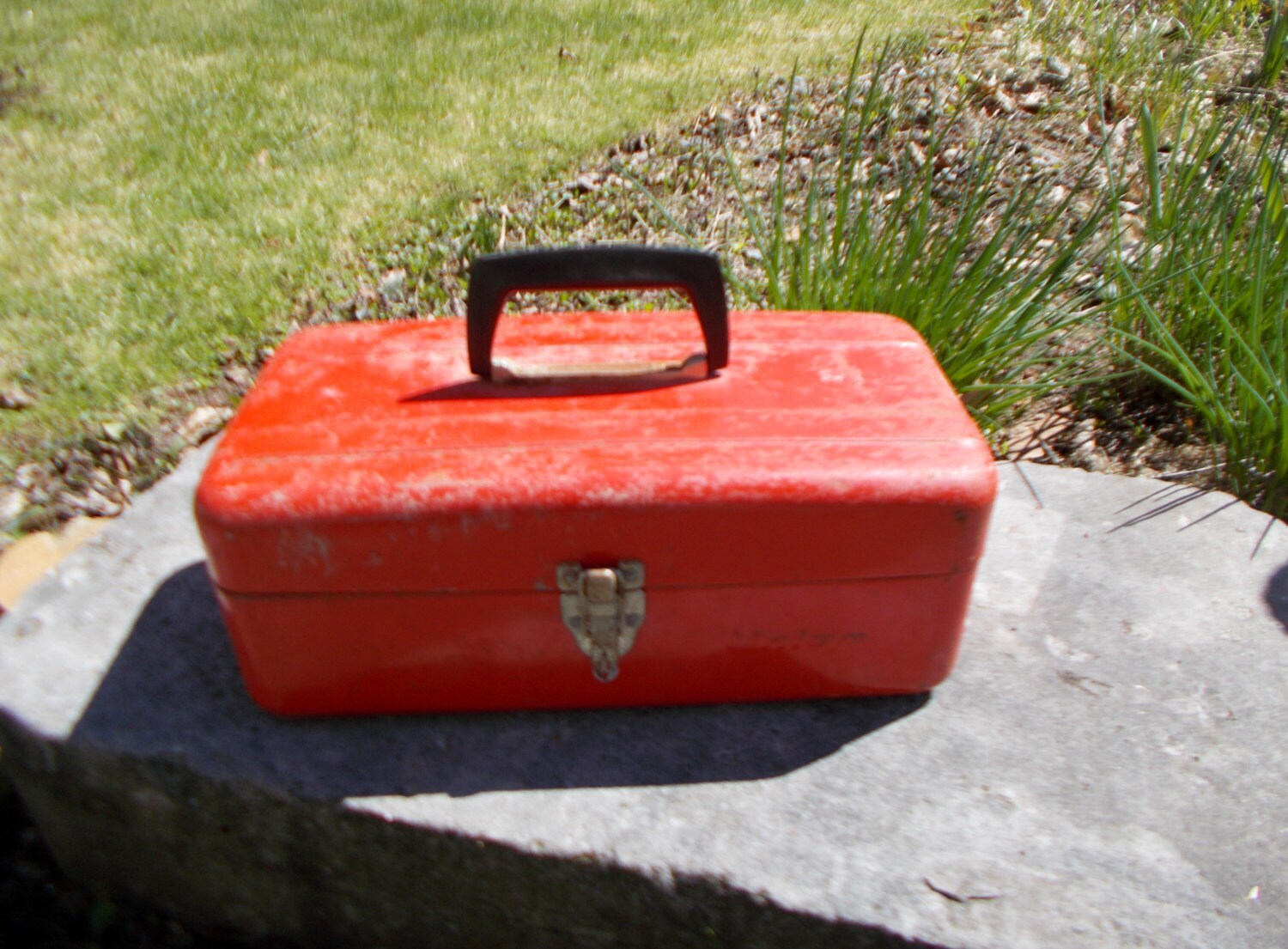 Vintage Red Tool Box Union Metal Tool Box Craft Box Decorative ...