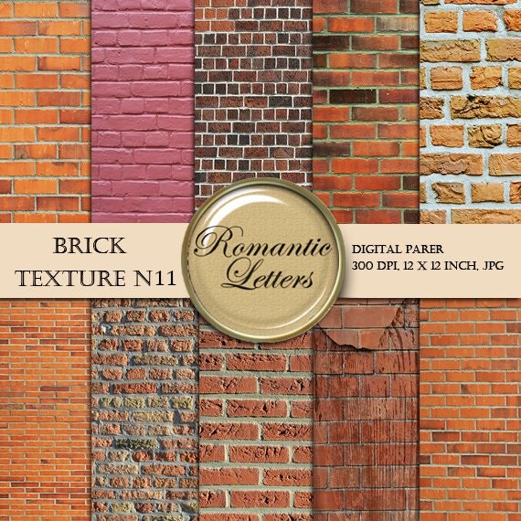 Brick digital paper pack scrapbook brick wall texture grunge