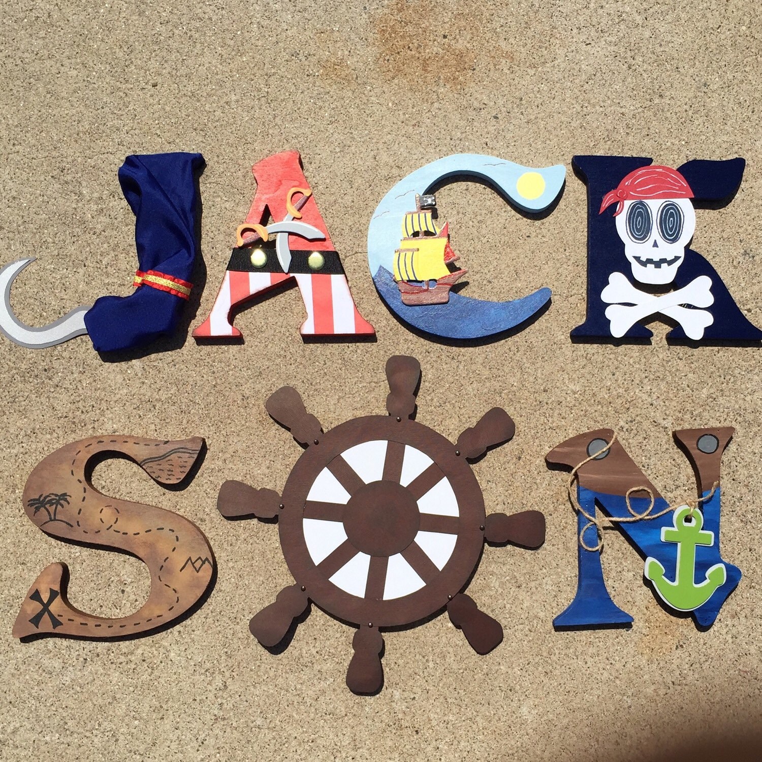 Pirate Wooden Letters Pirate Letters Custom by KidMuralsbyDanaR