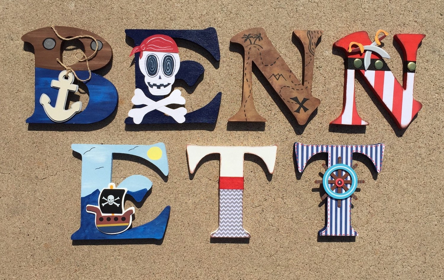 Pirate Wooden Letters Pirate Letters Custom by KidMuralsbyDanaR