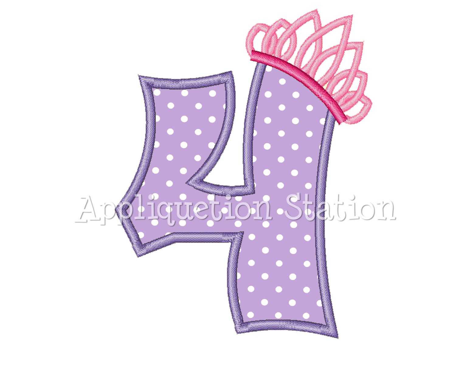 Number Four Tiara Crown 4th Birthday Applique Machine