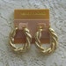 Vintage Gold Plated Twisted Rope Pattern Hoop Earrings
