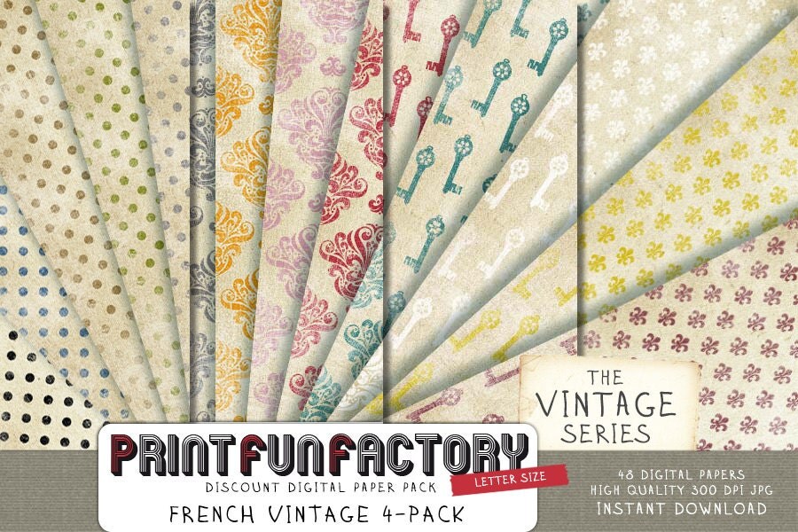 French digital paper – Discount pack Essential vintage French ...