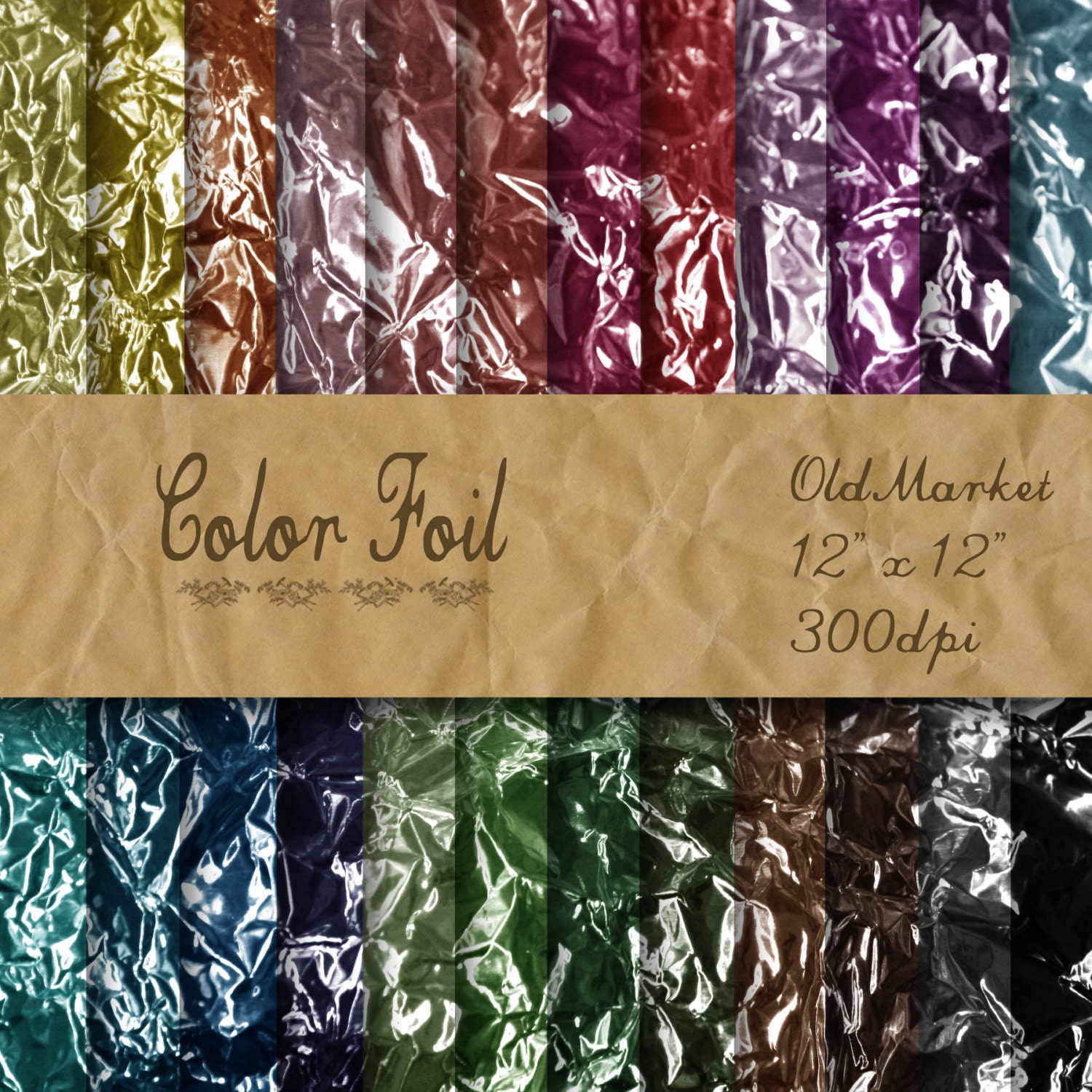 Color Foil Digital Paper Colorful Foil Textures and by OldMarket