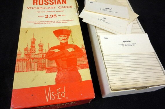 Vintage Russian Vocabulary Cards 1000 Cards in Original Box