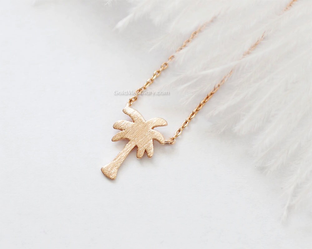 Rose gold Palm Tree Necklace Dainty palm tree Pendant