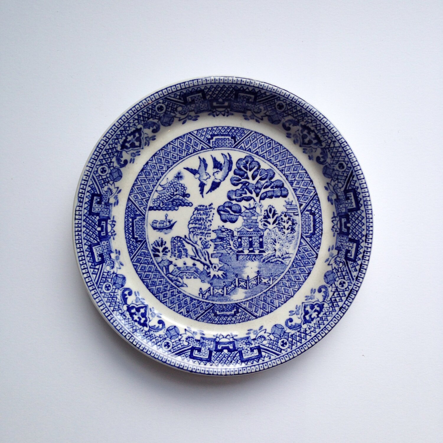 Miniature blue Midwinter Willow Pattern plate/ pin dish – oriental ...