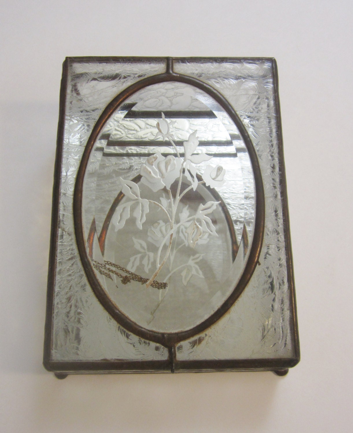 Rectangular Slanted Glass and Brass Decorative Box, Display, Casket ...