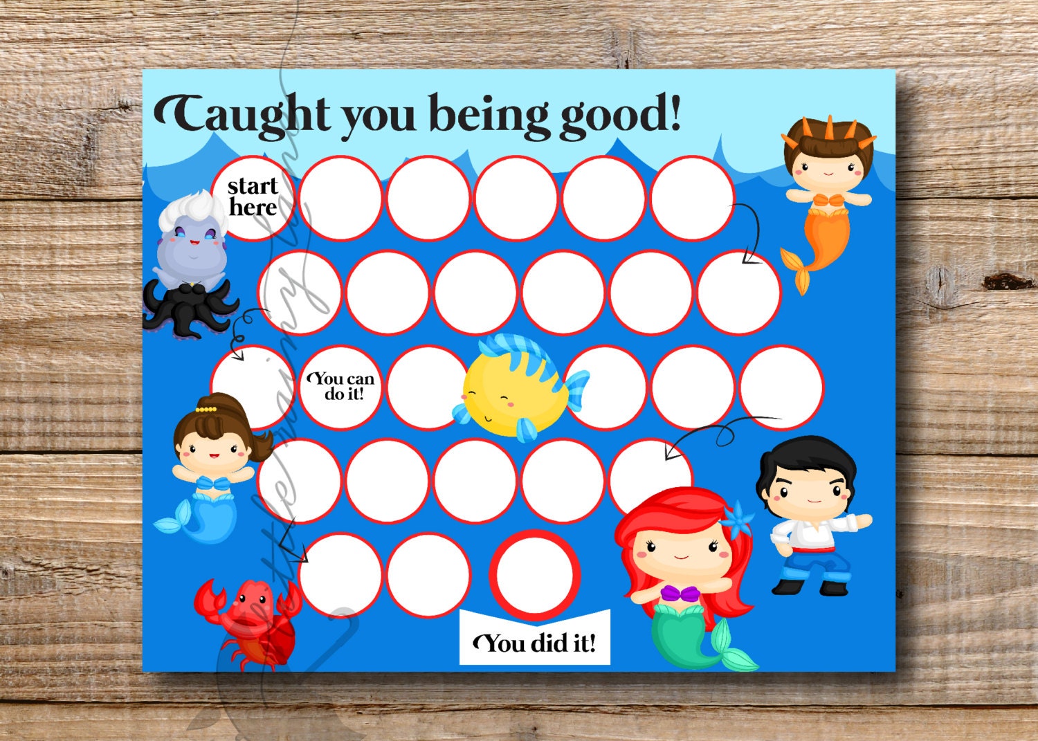 Reward Chart Mermaid Reward Chart Printable Instant