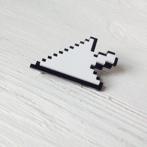 8-bit Computer Mouse Cursor Laser Cut Brooch by CoolGeekMadness
