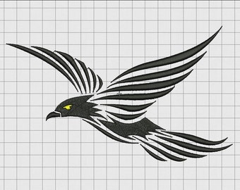 Bird Phoenix Straight Lines Embroidery Design in 3x3 4x4 and