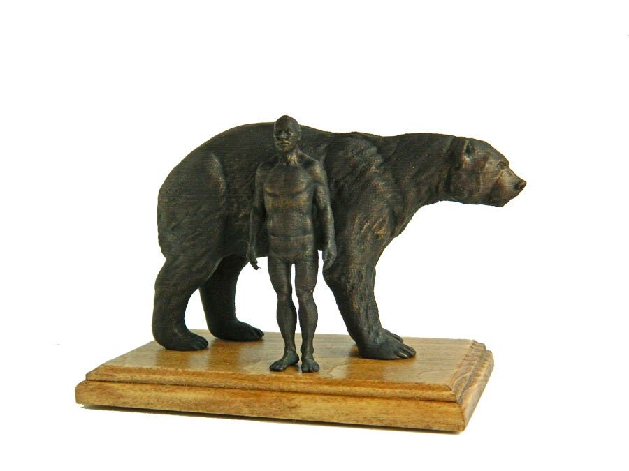 Giant Short Faced Bear and figure 3d plastic model by PaleoSculpt