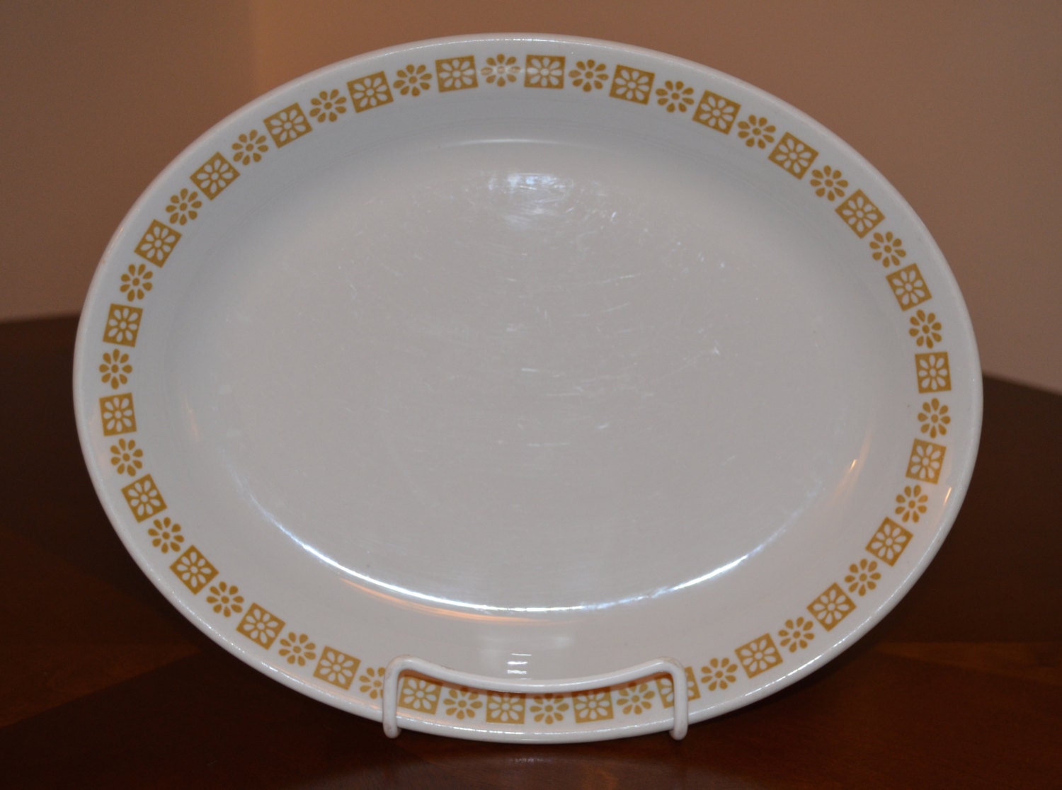 Vintage Shenango Oval Platter – White China with Yellow Sunflower ...