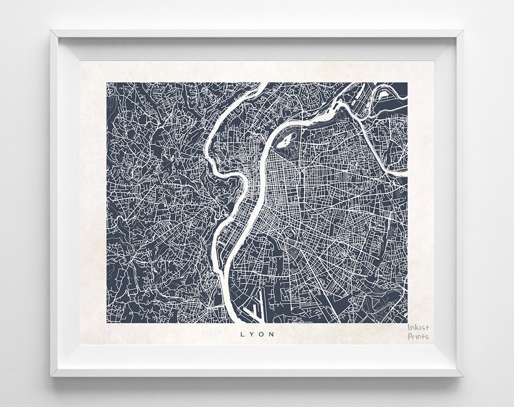 Lyon Map France Print Lyon Poster French Art Art Print