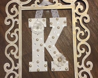 Items similar to Framed Initial for Nursery Custom Colors on Etsy