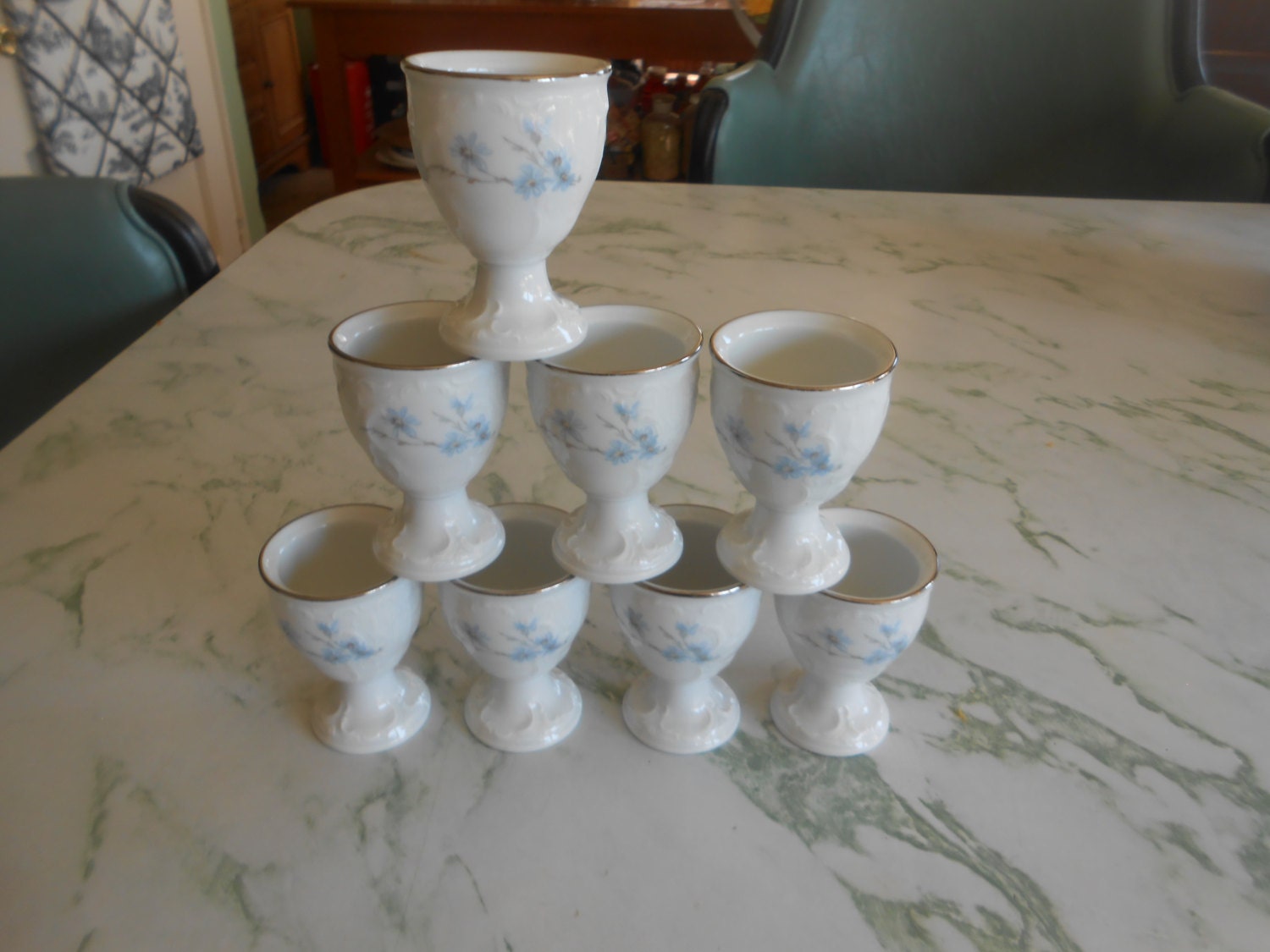 Rosenthal China Set of EIGHT vintage egg cups, Classic Rose Pattern ...