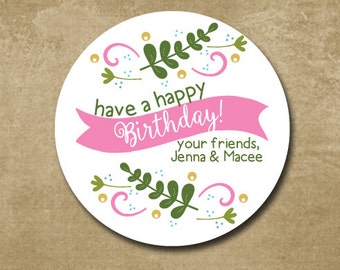Personalized Birthday Stickers Rainbow Happy by ChevronSmiles
