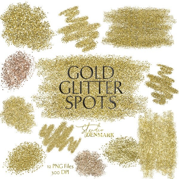 Gold Glitter Spots Clipart – Glitter Brush Strokes – Gold Bling for ...
