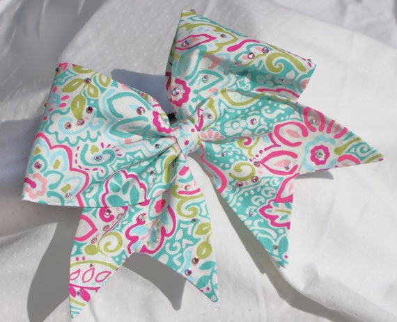Items similar to Pastel floral print fabric bow on Etsy