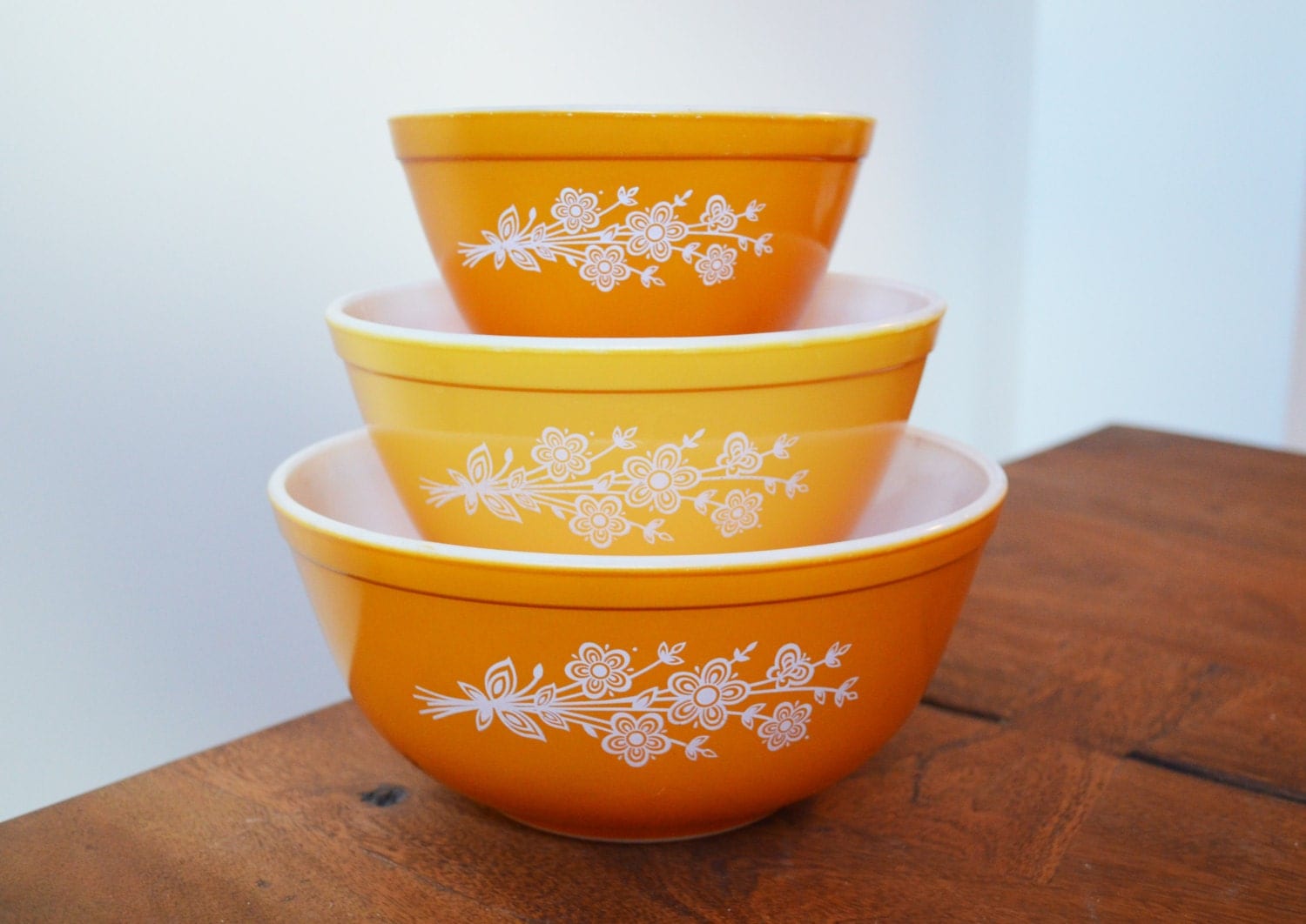 Pyrex Butterfly Gold 2 Nesting Bowl Set 401 402 & by Trashtiques