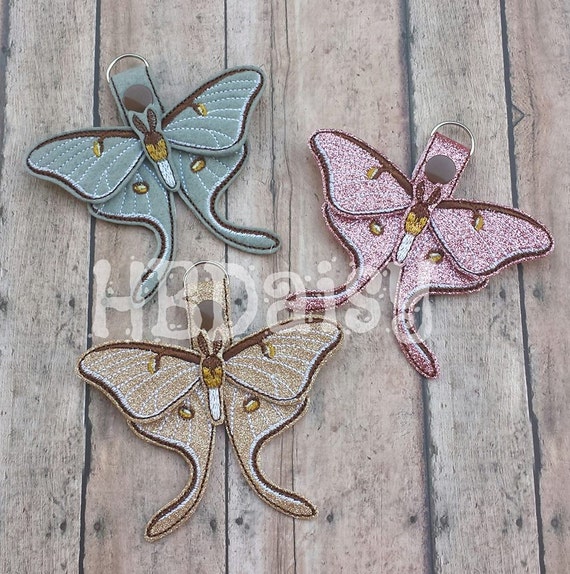 Luna Moth Key Fob Machine Embroidery Design
