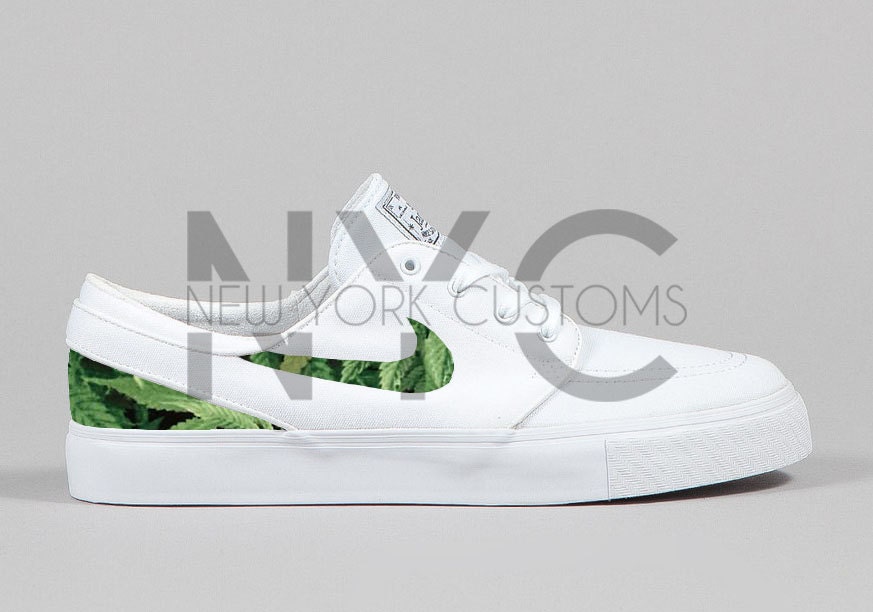 Nike Janoski Canvas White Cannabis Weed Custom Men