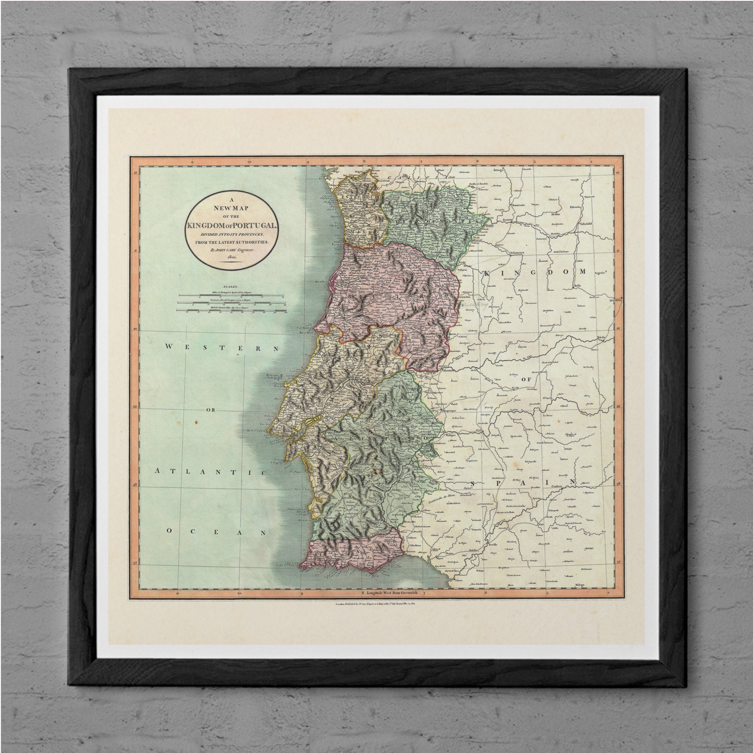 ANTIQUE MAP of PORTUGAL Antique Wall Art Portugal Map 1799