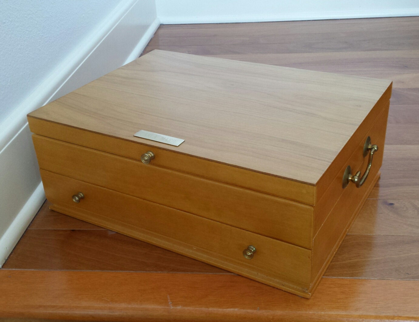 Vintage Large 2 Drawers Silverware/Flatware Storage Box/Chest for 12 ...