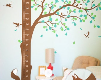 Large tree wall decal with growth chart by KatieWallDesigns