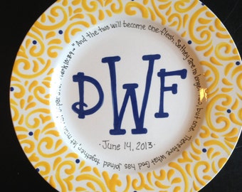Personalized Wedding Plate Hand Painted Ceramic Wedding