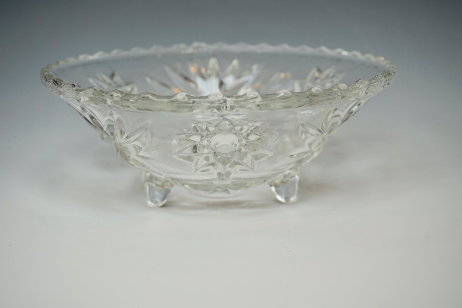 Vintage Anchor Hocking 1970s Early American Prescut Crystal Footed ...