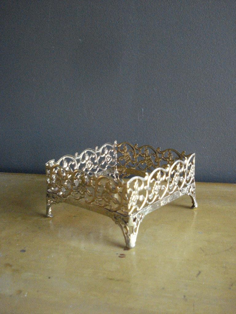 Vintage Brass Tissue Box Holder – Small Brass Desk Organizer – Haute Juice