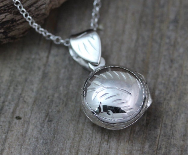 Small Locket Solid Sterling Silver round Locket Necklace