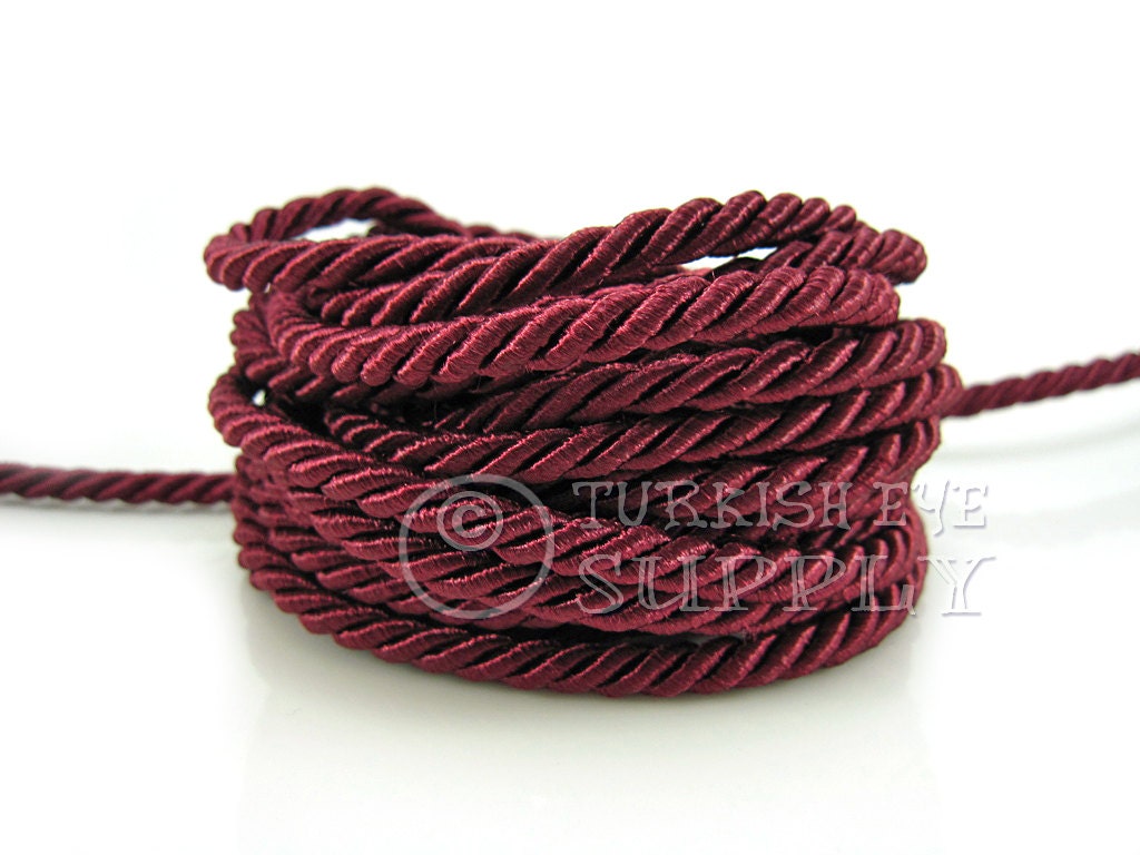 5 mm Burgundy Twisted Silk Rope 1 Meter Rayon Satin Cord For