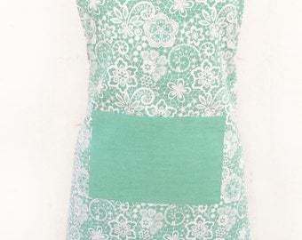 Indigo color apron floral print dark blue kitchen