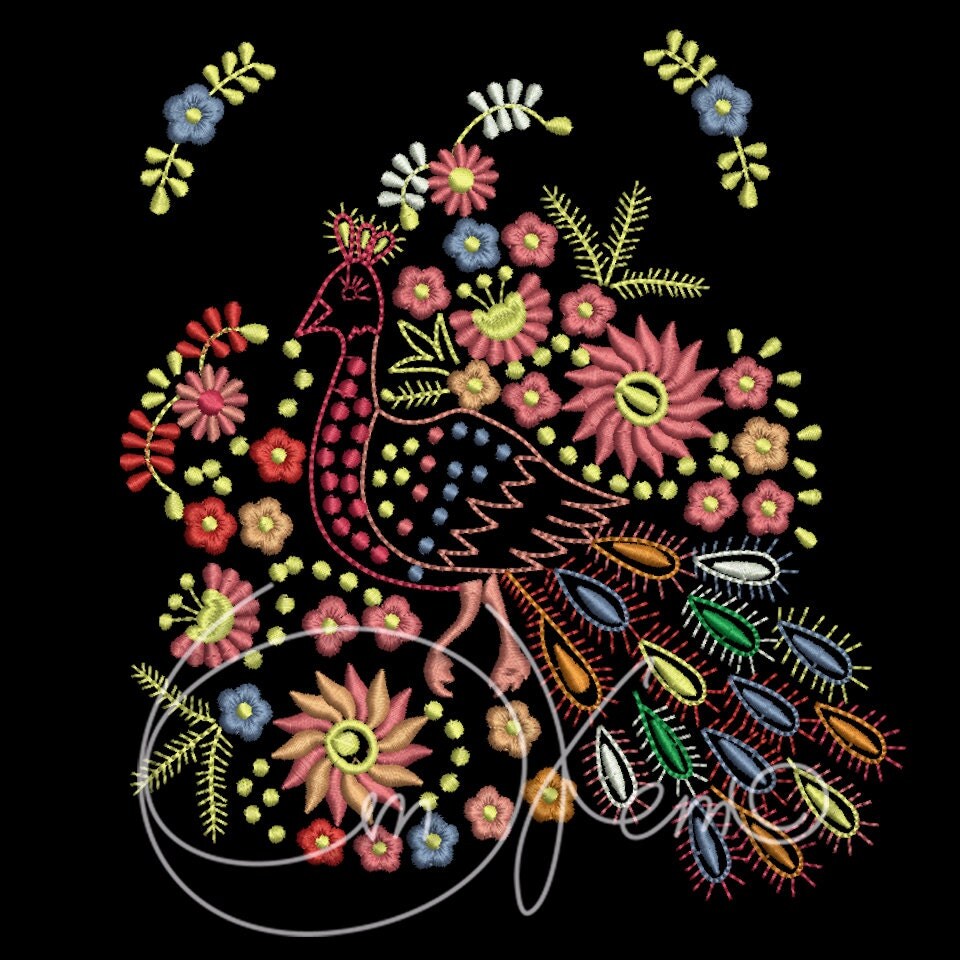MACHINE EMBROIDERY DESIGN Mexican peacock the day of the