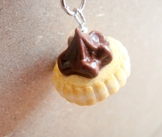 Chocolate Iced Gem Biscuit Necklace Miniature Food by miniJon