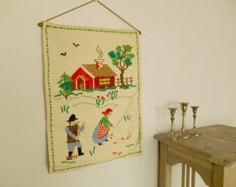 Cross stitch hanging | Etsy