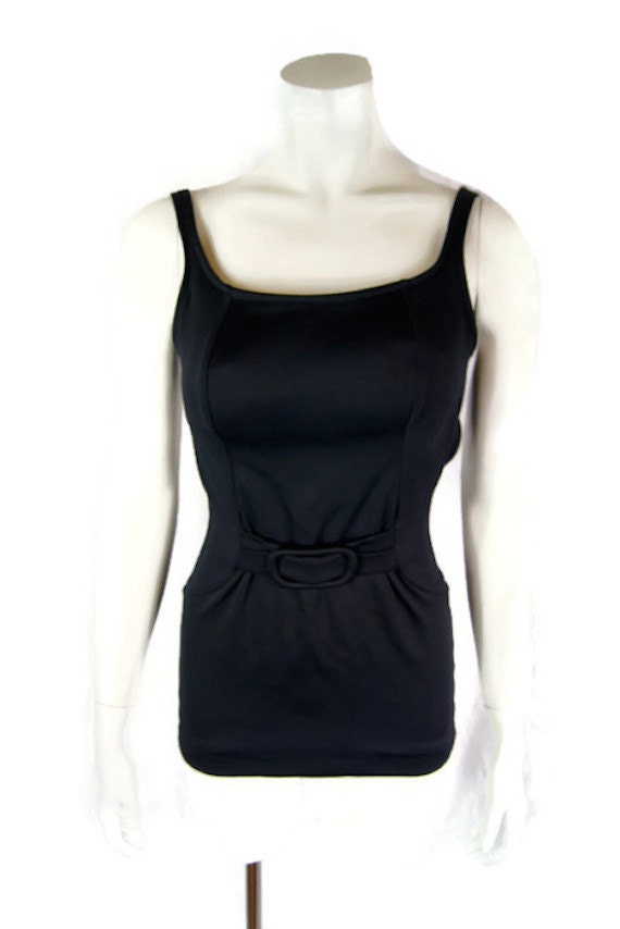 Vintage 1960s Jantzen One Piece Swimsuit Black Bathing Suit