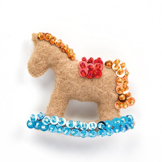 DIY Rocking Horse Pattern Wooden Brass Antique Rocking