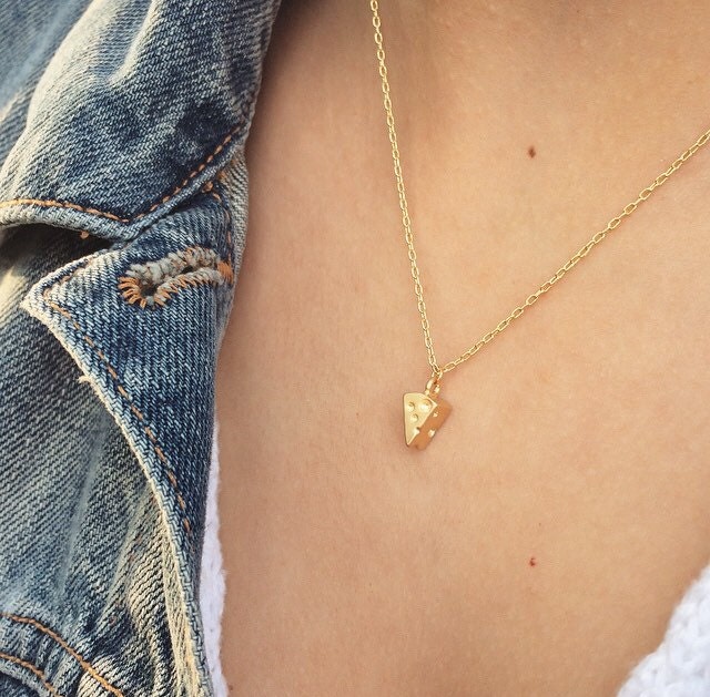 3D Dainty Cheese Necklace Simple Dainty Necklace Cheese