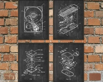 Computer Geek Wall Art Poster Set of 4 No.1 Computer Room