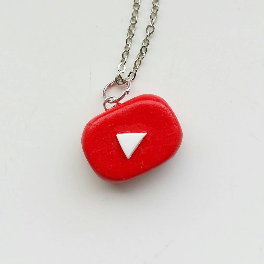Polymer Clay YouTube Logo Necklace